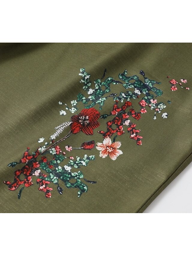 Women's Wide Leg Slacks Boho Full Length Natural Flower Pocket Printing ...