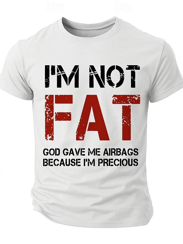 Mens Graphic T-Shirt Short Sleeve Funny Pun: I'm Not Fat God Gave Me ...