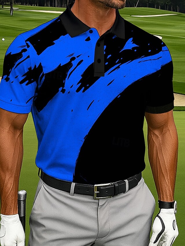 Men's Color Block Golf Polo Sports Polo Shirts Short Sleeve Polo Shirts ...