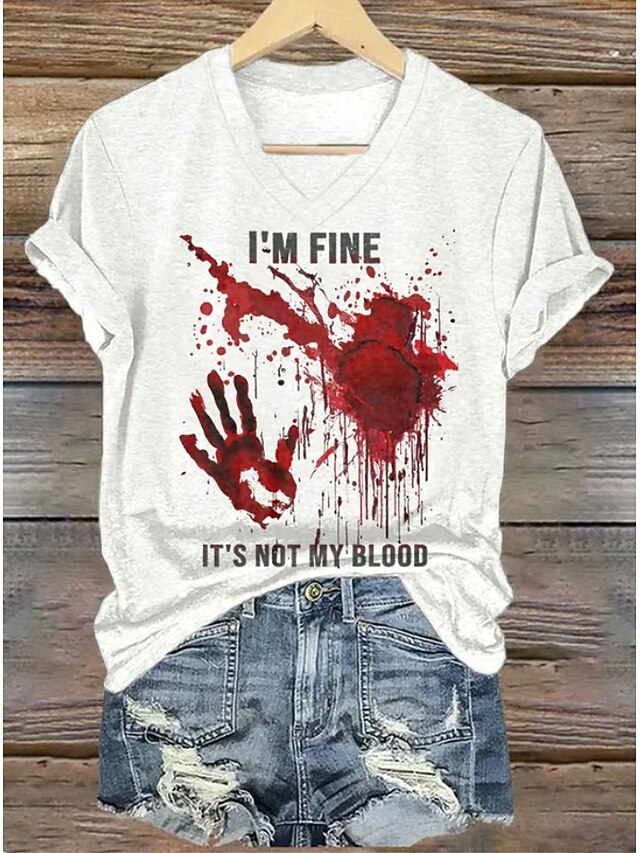 Bloody Problem Solved Women's T Shirt Bloodstain Graphic Letter Vintage ...