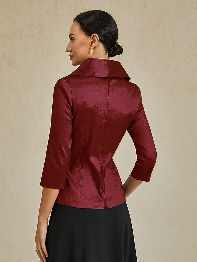 Women's Blouse Evening Tops Tie Front Elegant Metallic Stylish 3/4 ...