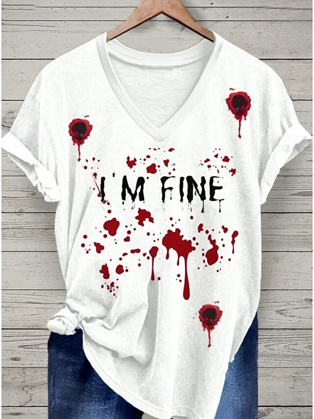 Bloody Problem Solved Women's T Shirt Bloodstain Graphic Letter Vintage ...