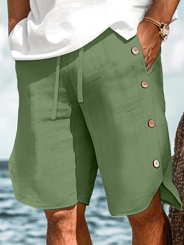 Men's Shirt Linen Shirt Calico Shirt Beach Wear Button Up Shirt Hooded ...