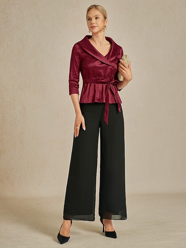 Women's Blouse Evening Tops Tie Front Elegant Metallic Stylish 3/4 ...