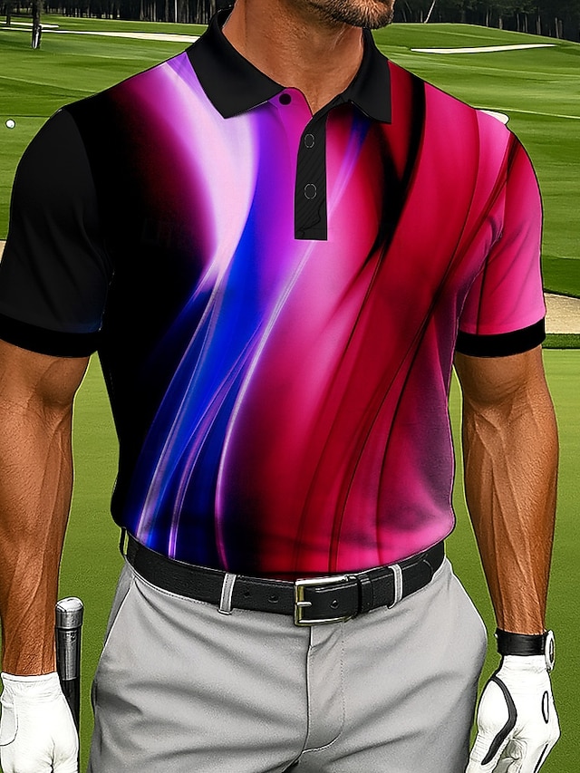 Men's Abstract Geometic Polo Sports Polo Shirts Short Sleeve Polo ...