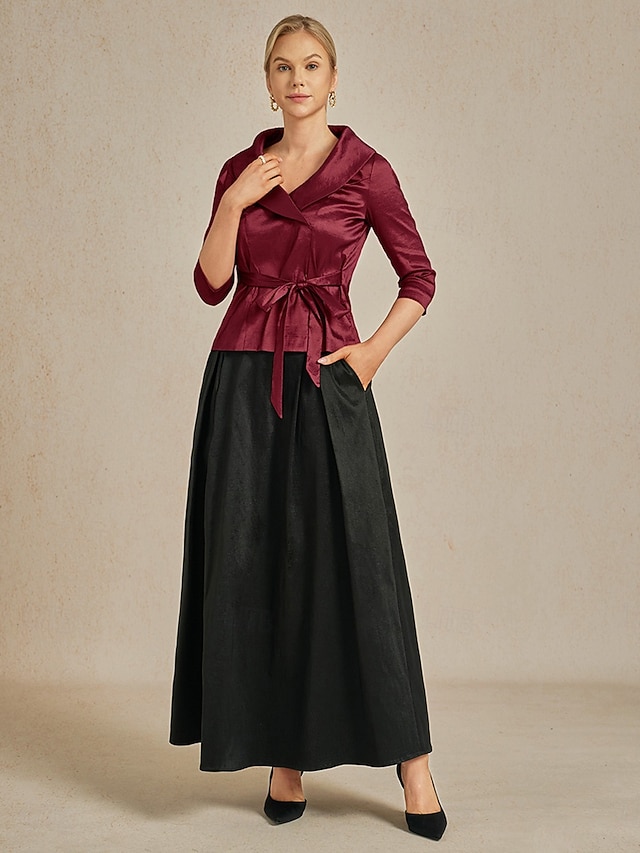 Women's Blouse Evening Tops Tie Front Elegant Metallic Stylish 3/4 ...