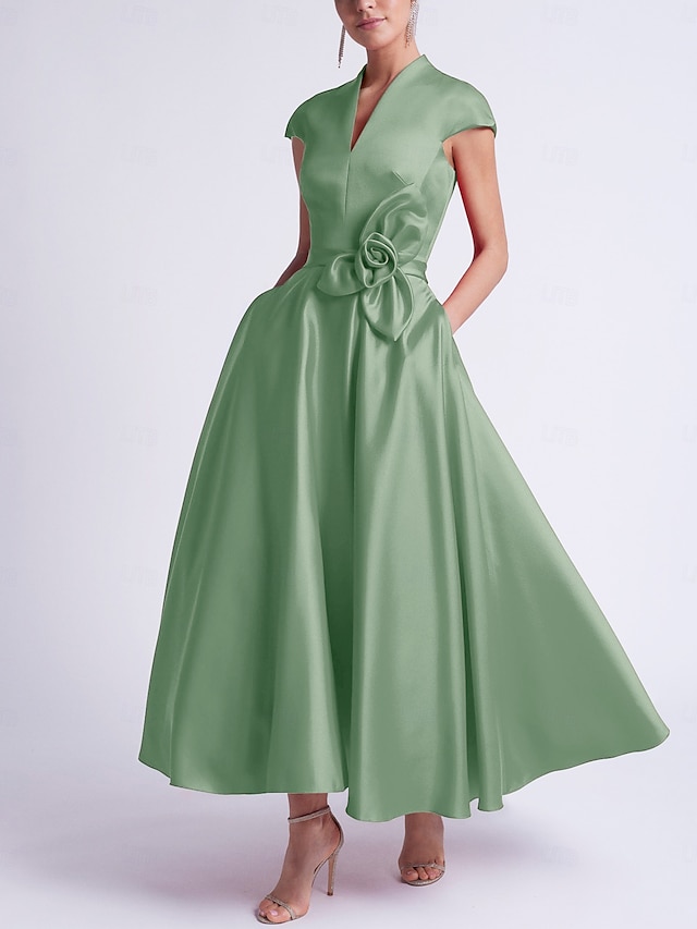 A-Line Tea Length Cocktail Dresses Party Dresses Wedding Guest Dresses ...