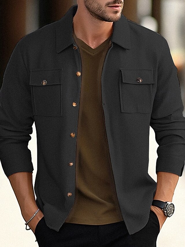 Men's Lightweight Jacket Waffle Jacket Shirt Jacket Casual Jacket ...