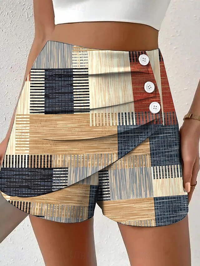Women's Chinos Shorts Vacation Vintage Ethnic Style Short High Waist ...