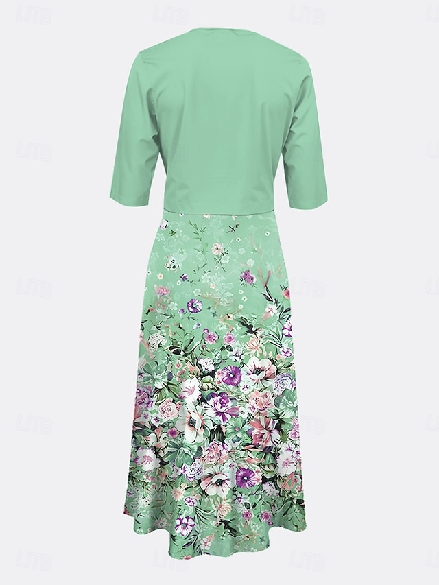 Women's Two Piece Dress Sets Midi Dress with Jacket Elegant A Line ...