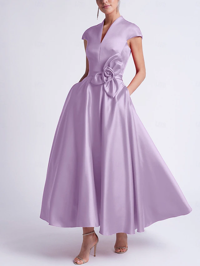 A-Line Tea Length Cocktail Dresses Party Dresses Wedding Guest Dresses ...