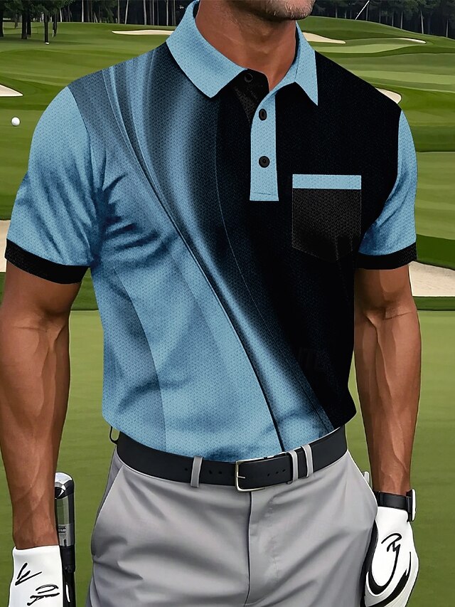 Men's Geometic Line Polo Short Sleeve Polo Shirts Collared Shirts ...