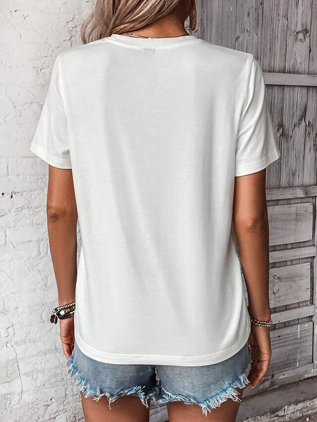 American Independence Day Women's T Shirt Graphic Flag Letter Vintage ...