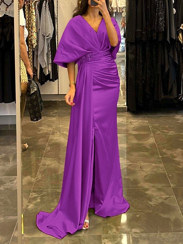 Sheath Column Sweep Brush Train Evening Gown Ball Gown with Overskirt ...
