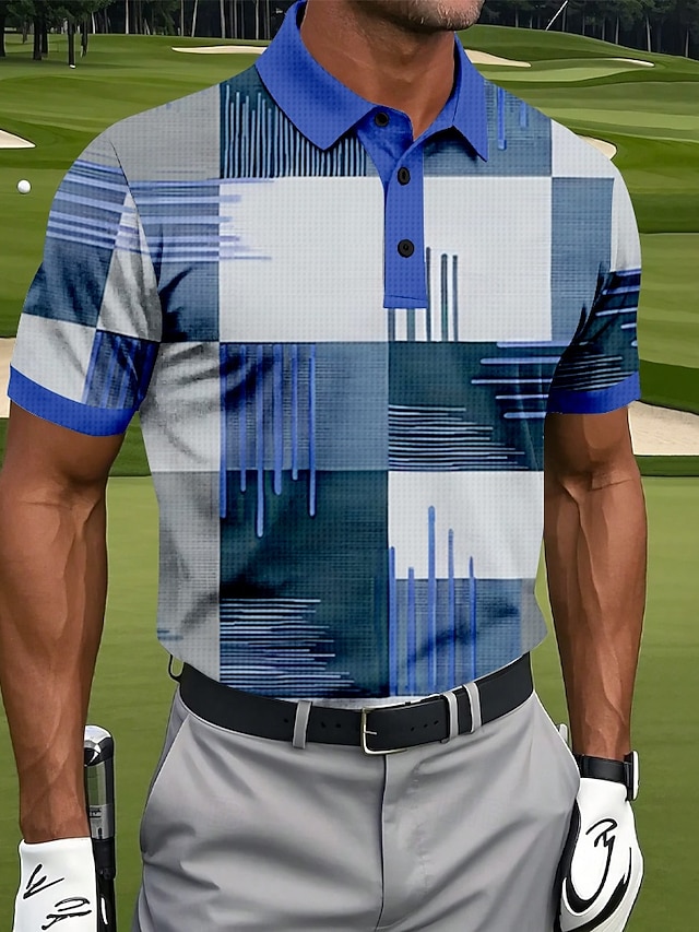 Men's Color Block Golf Polo Sports Polo Shirts Short Sleeve Polo Shirts ...