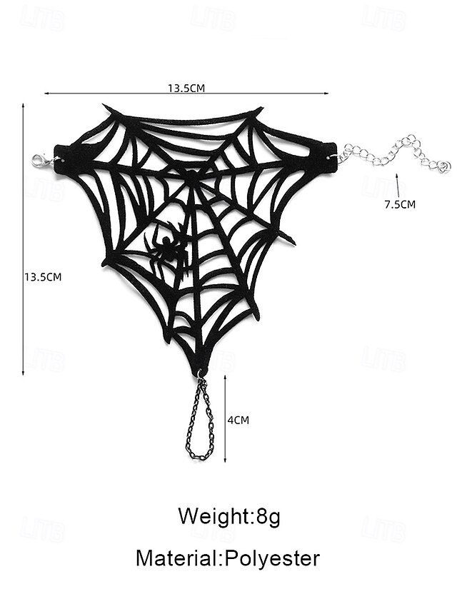 Women's Halloween Spider Web Hand Bracelet – Black Polyester Gothic ...