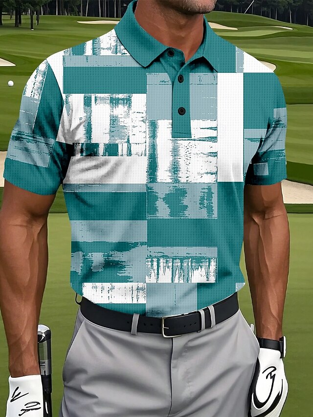 Men's Color Block Golf Polo Sports Polo Shirts Short Sleeve Polo Shirts ...