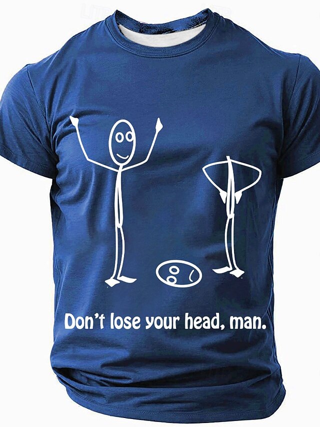 Mens Funny Pun T-Shirt - Don't Lose Your Head Stick Figure Graphic ...
