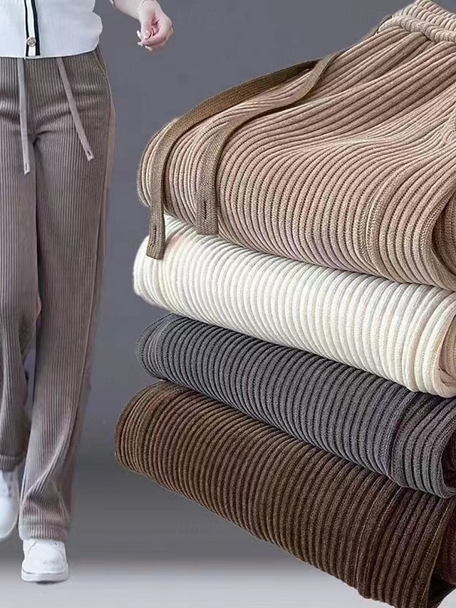 Women's Corduroy Pants Slacks Straight Streetwear Casual Full Length ...