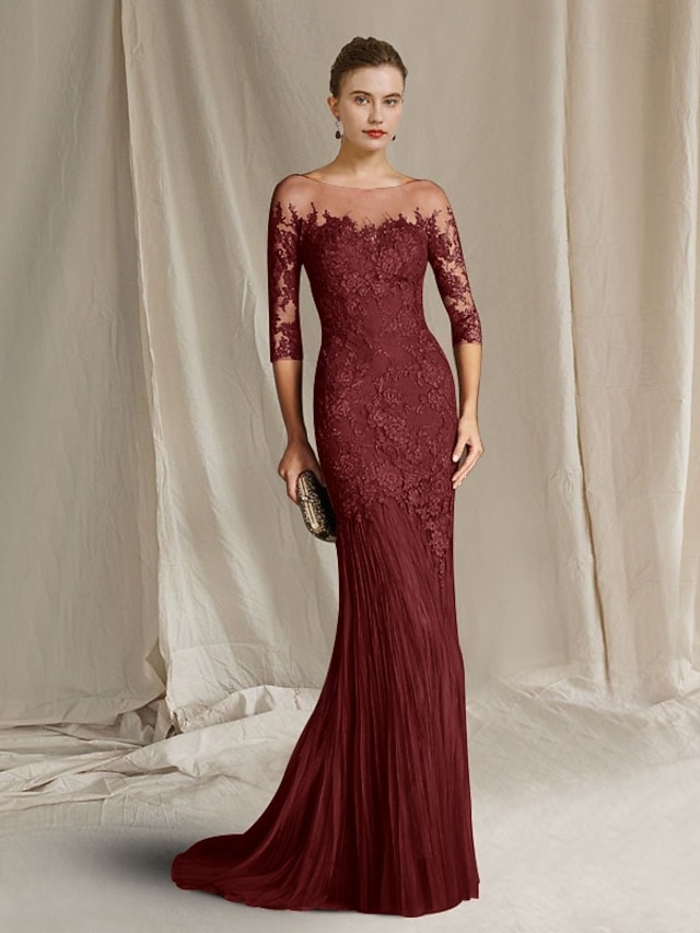 Mermaid Trumpet Sweep Brush Train Formal Dresses Evening Gown Mother of ...