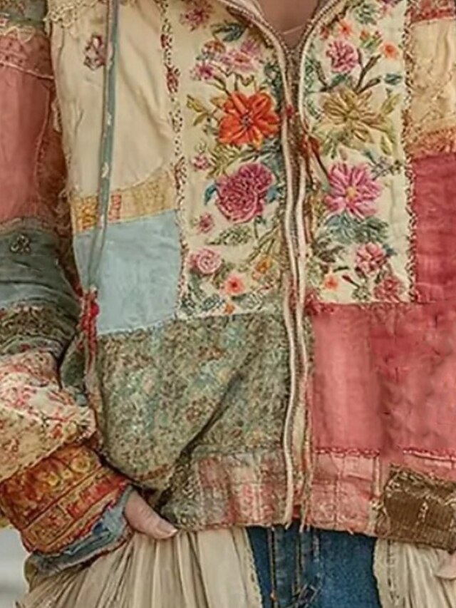 Women's 3D Print Vintage Boho Hoodie Patchwork Hoodie Sweatshirt Floral ...