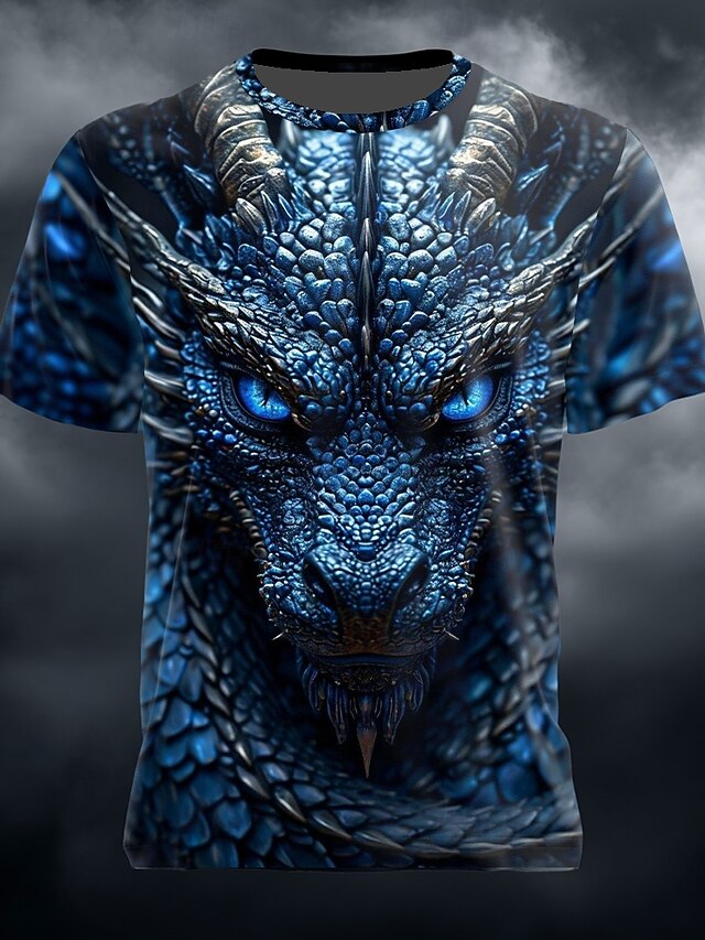 Men's Dragon 3D T Shirt Short Sleeve T shirt 3D Print Crew Neck Shirt ...