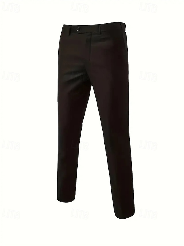 Men's Set Suits Wedding Party 3 Piece Spring Fall Polyester Solid ...