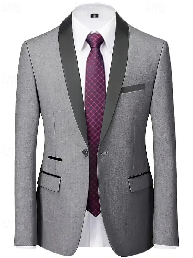 Men's Set Suits Wedding Party 3 Piece Spring Fall Polyester Solid ...