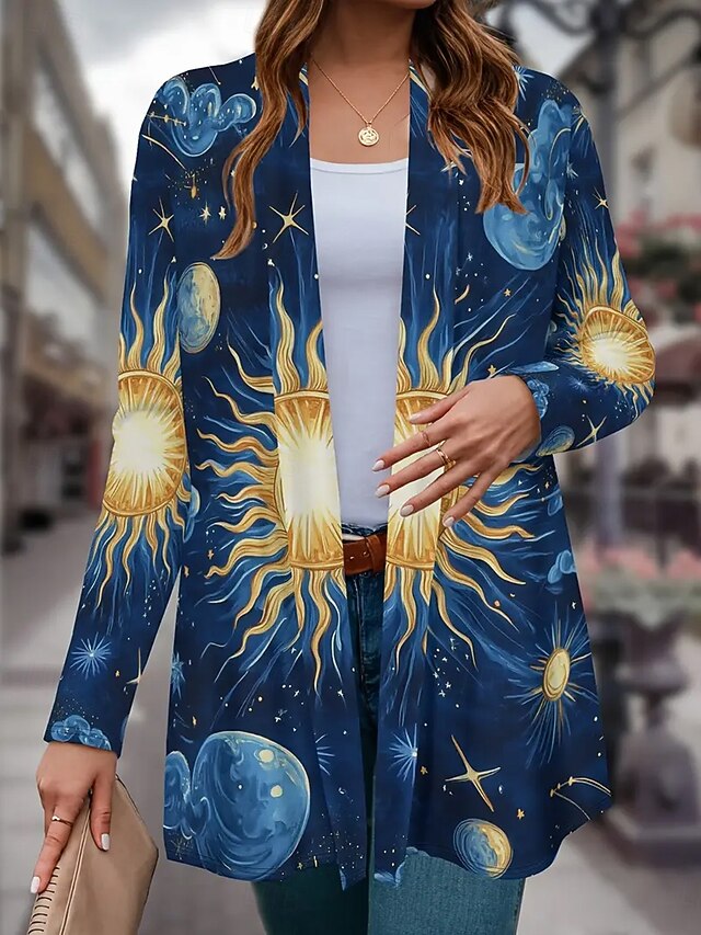 Women's Winter Coat Trench Coat Lightweight Comfortable Print Open ...