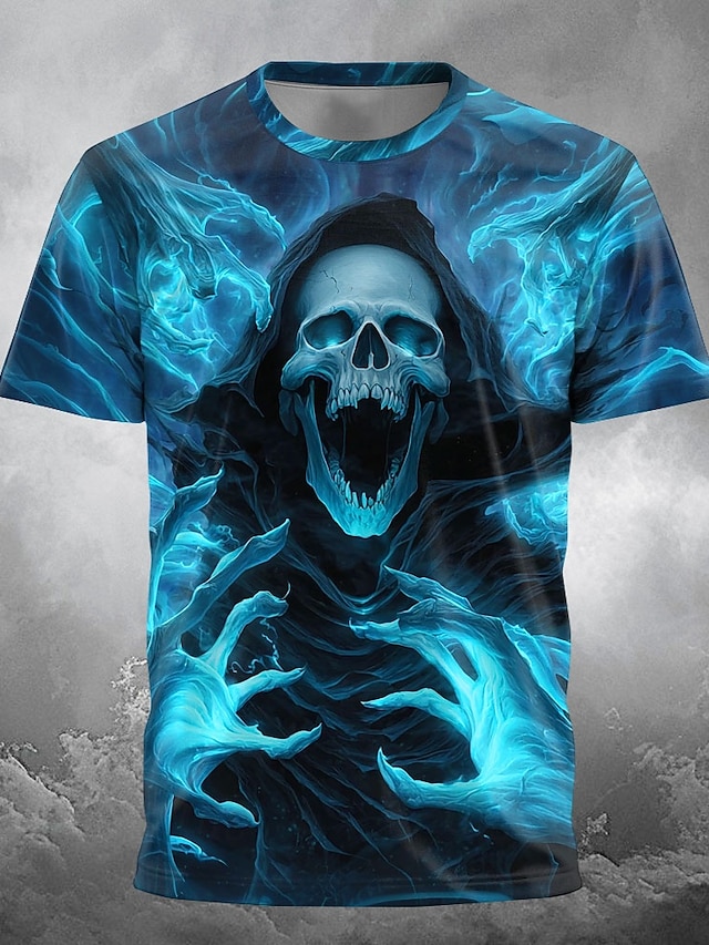 Men's Grim Reaper 3D Reaper T Shirt Short Sleeve T shirt 3D Print Crew ...