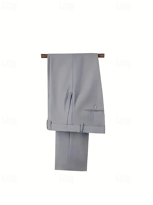 Men's Set Suits Wedding Party 3 Piece Spring Fall Polyester Solid ...