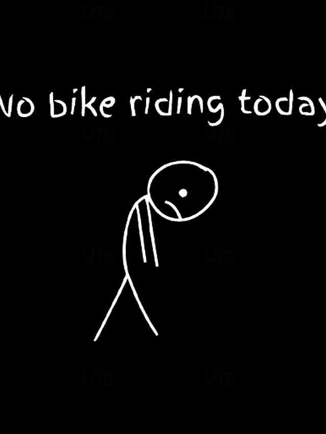 Men's Long Sleeve Graphic Tee, 'No bike riding today' Sad Stick Figure ...