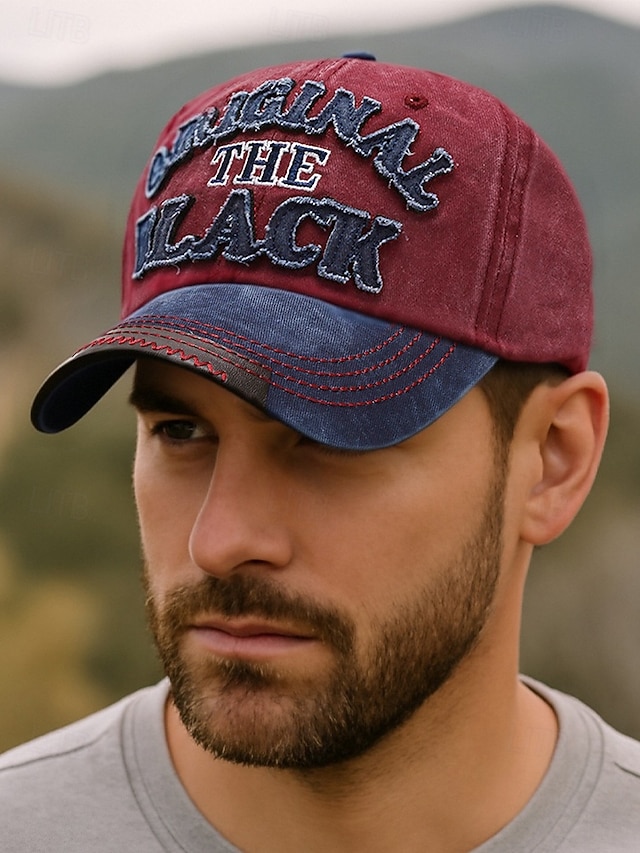 Men's Vintage Embroidered Baseball Cap – Distressed Cotton Adjustable ...