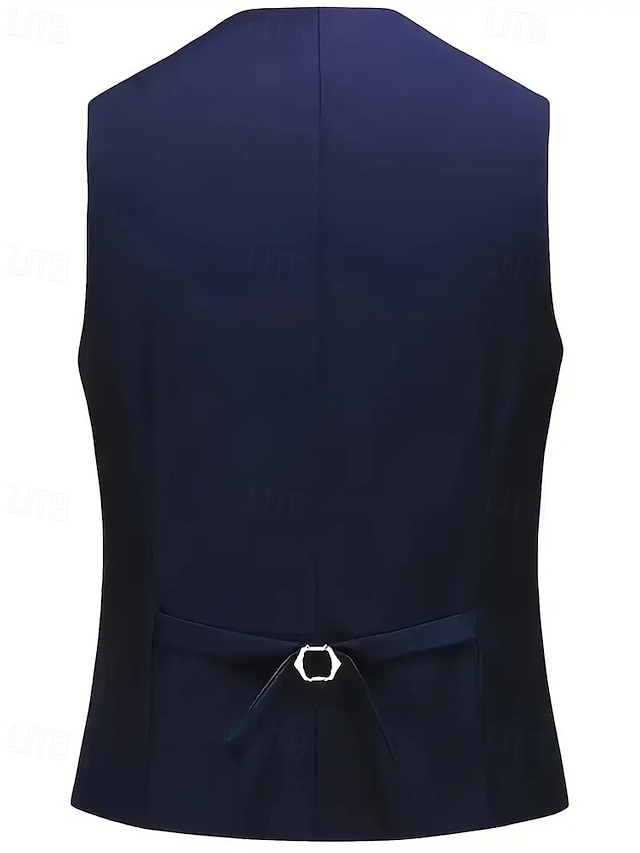 Men's Set Suits Wedding Party 3 Piece Spring Fall Polyester Solid ...