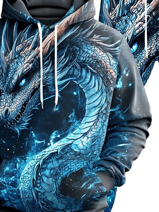 Men's Animal Dragon 2pcs 3D Sweatshirt Sets Tracksuit Hoodie Sweatshirt ...