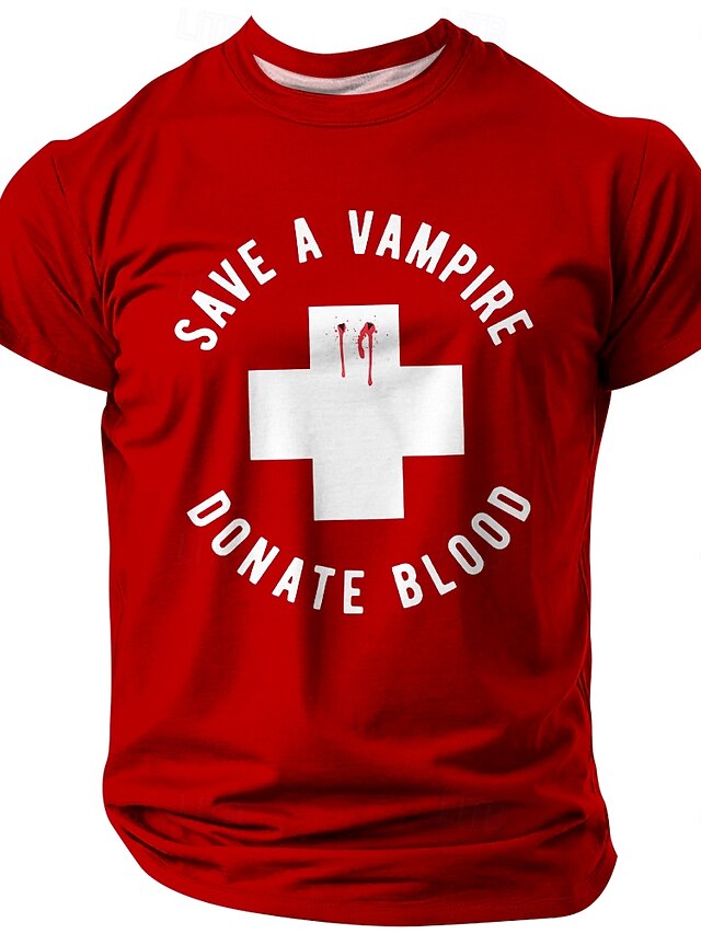 Men's Graphic T-Shirt - Save A Vampire Donate Blood Funny Pun Tee 2026 ...