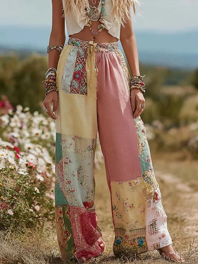 Women's 3D Print Wide Leg Chinos Baggy Pants Vacation Vintage Fashion Full Length High Waist ...