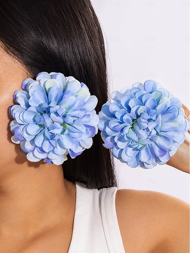 Women's Oversized Flower Earrings - Statement Floral Drop Earrings in ...