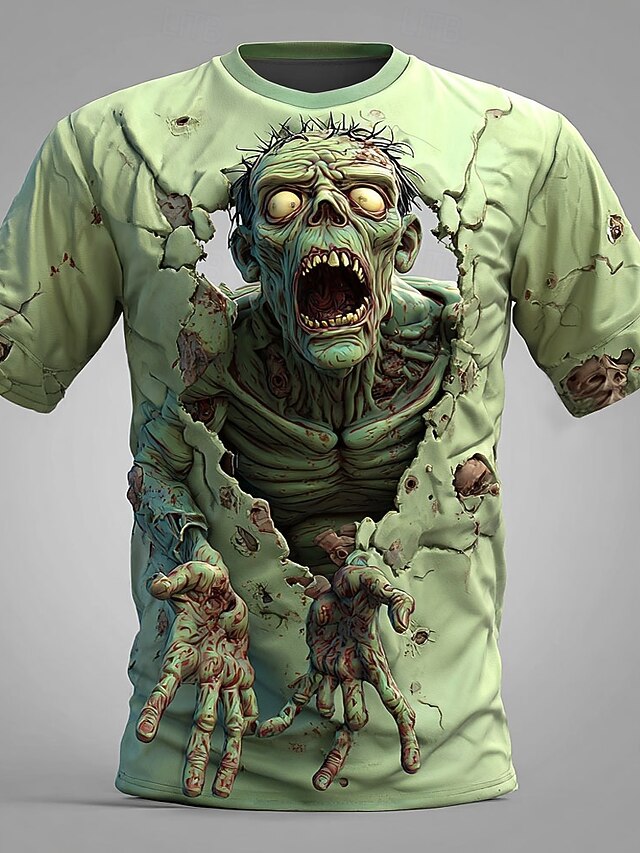 Men's Zombies 3D T Shirt Long Sleeve T shirt 3D Print Crew Neck Shirt ...