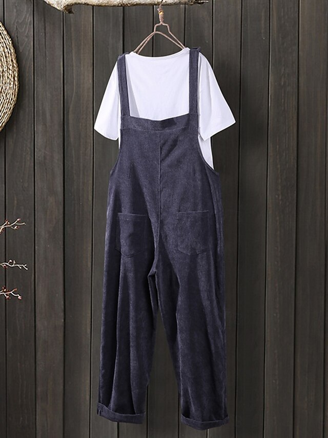 Women's Normal Overall Active Solid Color Sleeveless Pocket Vacation ...