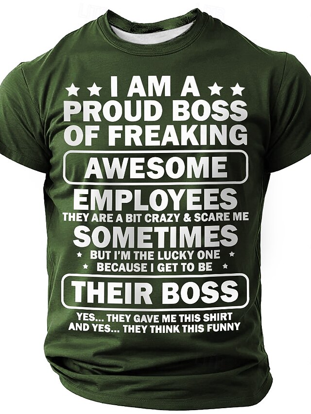 Mens T-Shirt, Funny Proud Boss of Awesome & Crazy Employees Work Humor ...