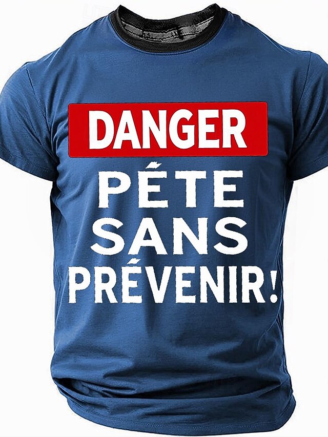 Men's Funny French Fart Slang T Shirt Short Sleeve T shirt 3D Print ...