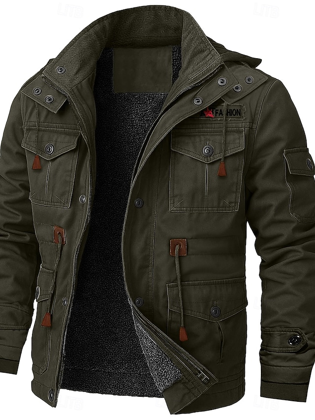 Herr Vinterkappa Vinterjacka Fleece-jacka Arbetsjacka Gata Ledigt ...