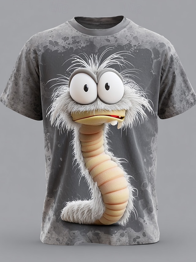 Men's Animal Funny Worm T Shirt Short Sleeve T shirt 3D Print Crew Neck ...