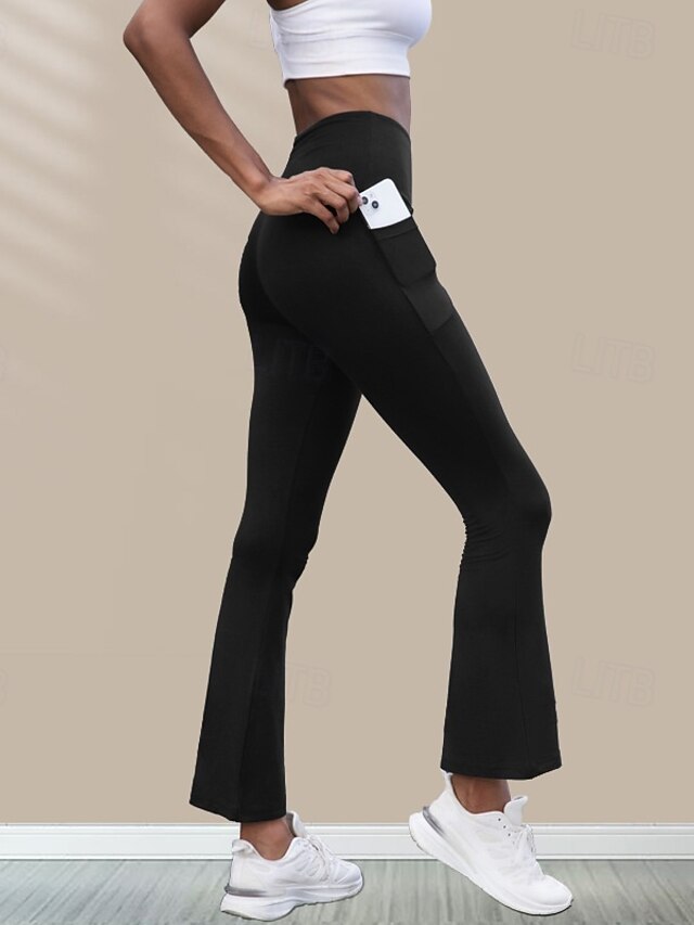 Women's Active Bell Bottom Casual / Sporty Full Length High Waist Plain ...