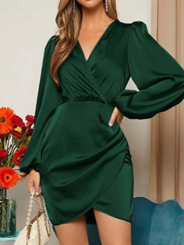Women's Mini Dress Party Dress Cocktail Dress Satin Dress Wrap Dress ...