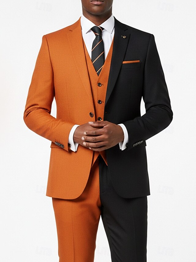 Men's Tuxedos Party Suits Casual Halloween Orange Fall & Winter Suit ...
