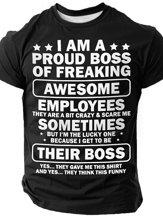 Mens T-Shirt, Funny Proud Boss of Awesome & Crazy Employees Work Humor ...
