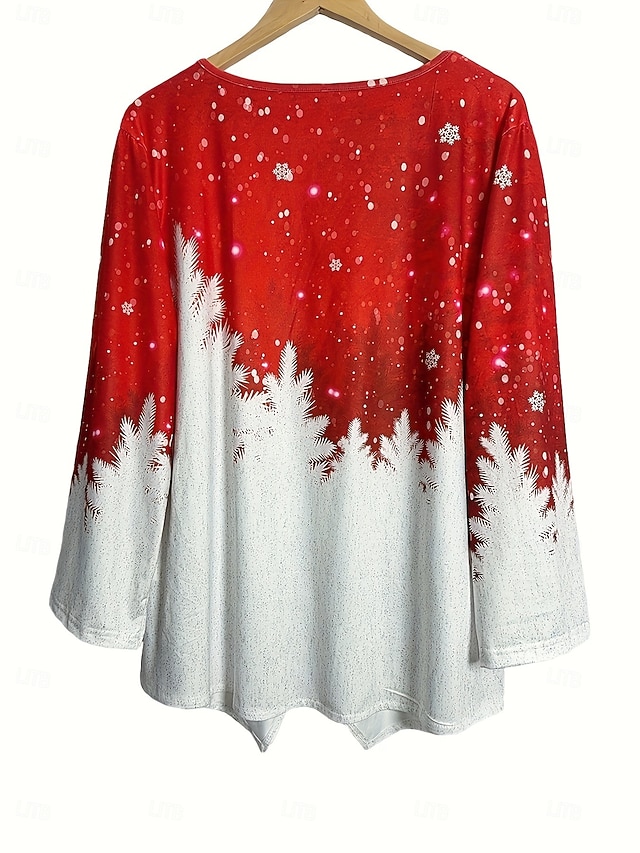 Christmas Women's Blouse Graphic Vintage Tropical Stylish 3/4 Length ...