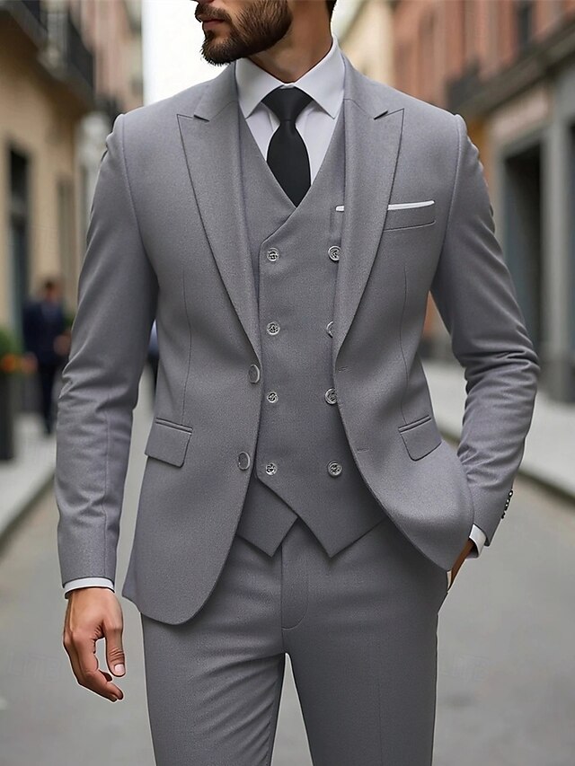 Men's Blazer+Vest+Dress Pants Blazer Vest Set Business Cocktail Party ...